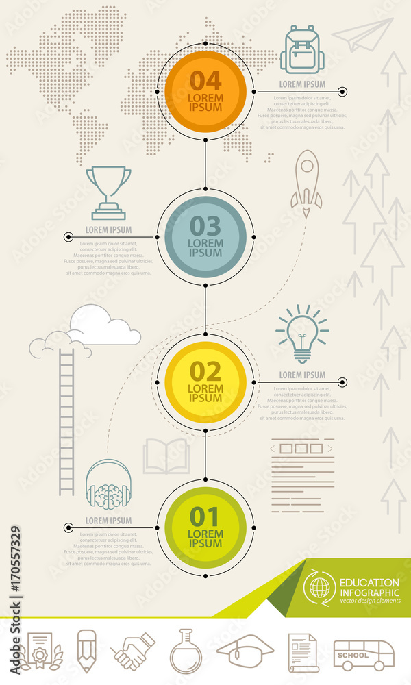 Infographic elements with education icons. can be used for education ...