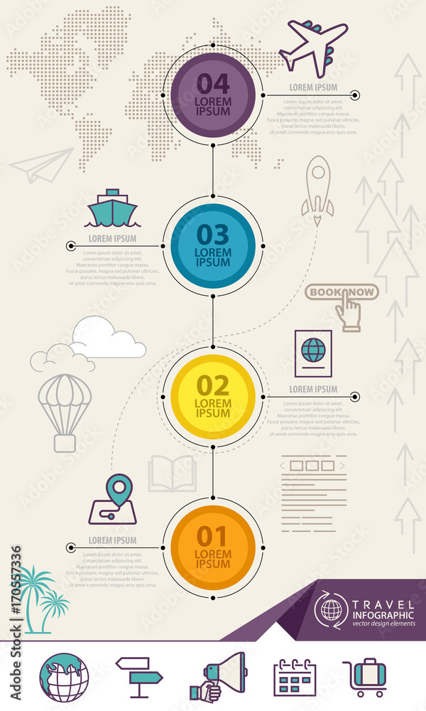 Infographic elements with travel icons. can be used for travel ...