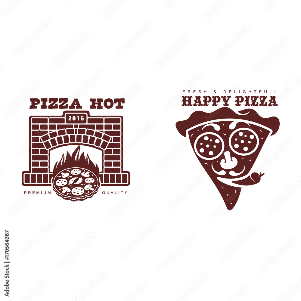 vector flat pizza icon pictogram set. Isolated illustration on a white ...