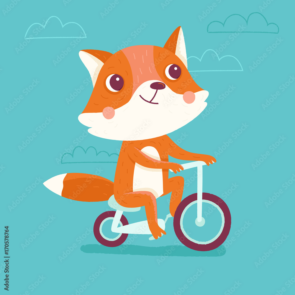 Vector cartoon illustration in simple childish style with fox Stock ...