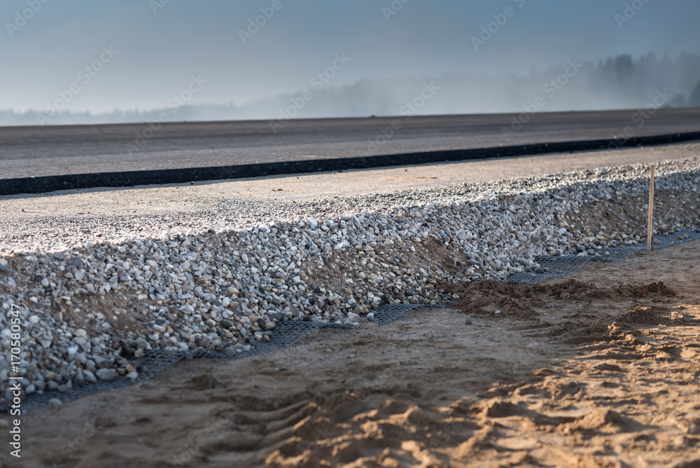 Cross Section Of Asphalt Road Top Layer Is An Asphalt And Middle Layer