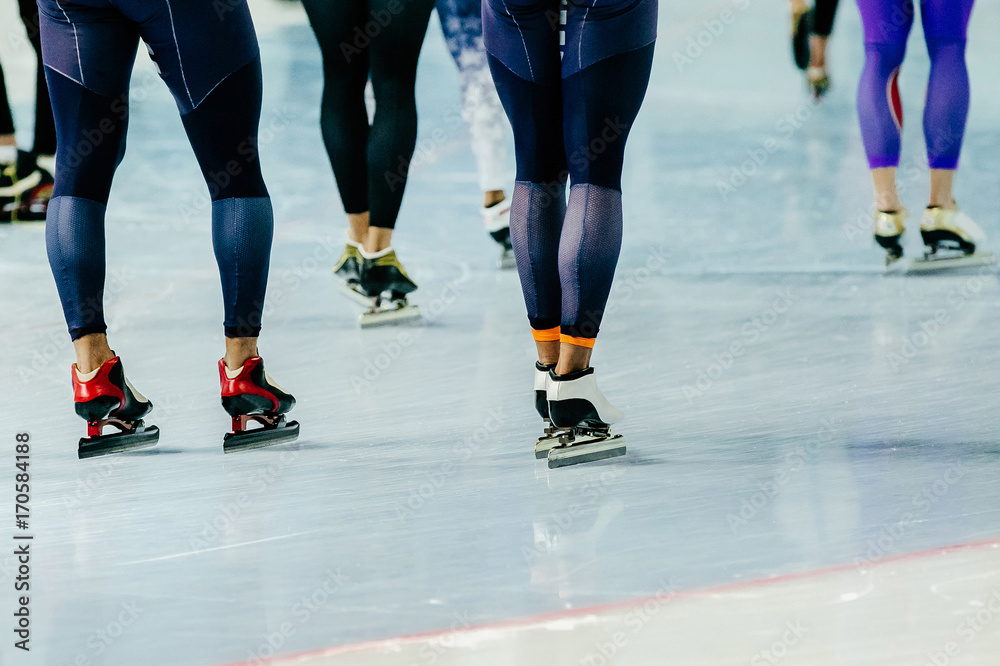 feet athletes speed skaters in competitive of ice skating Stock Photo ...