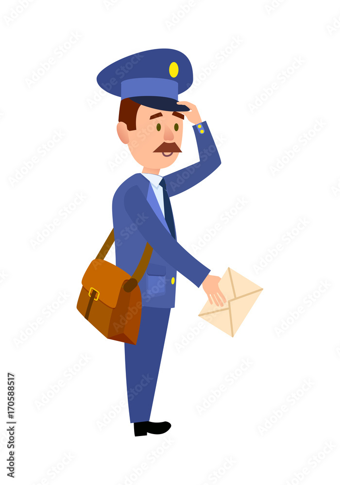 Postman Delivering Letter Isolated Cartoon Vector Stock Vector | Adobe ...