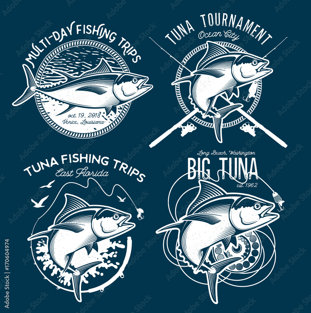 Tuna Vector Logos. Sport Fishing Club Logos. Stock Vector | Adobe Stock