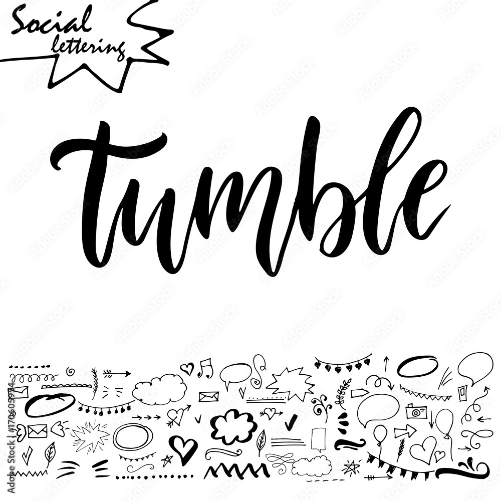 Lettering and symbols on Social media element. Modern calligraphy for ...