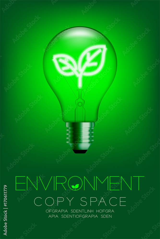 Alphabet Incandescent light bulb switch on set Environment concept ...