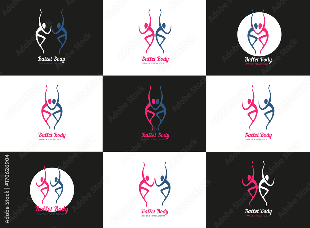 Dance concept. Set of icons. Ballet studio logo design template ...