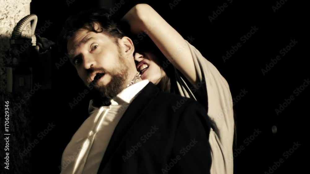 female zombie vampire killing business man slow motion Stock Video ...