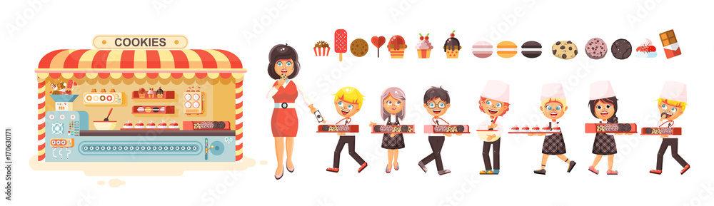 Vector illustration cartoon isolated characters children, pupils ...