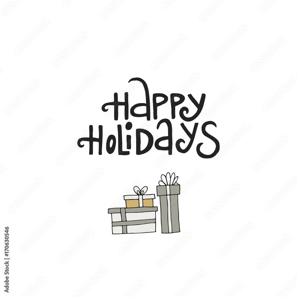 Happy Holidays Clip Art Black And White