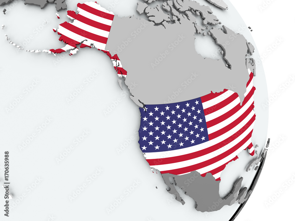 Map of USA with flag Stock Illustration | Adobe Stock