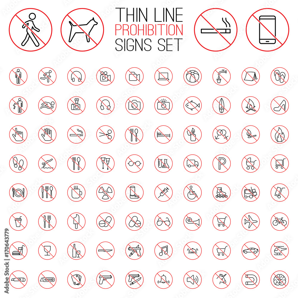 prohibition signs set on white background Stock Vector | Adobe Stock