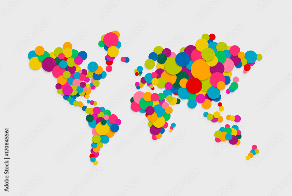 Circle world map modern color concept illustration Stock Vector | Adobe ...