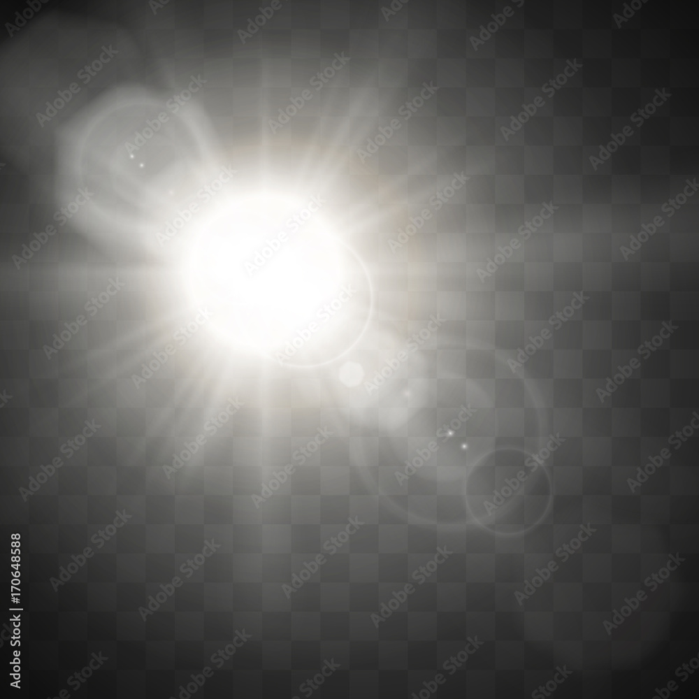 Sunlight special lens flare light. Sun flash effect isolated on ...