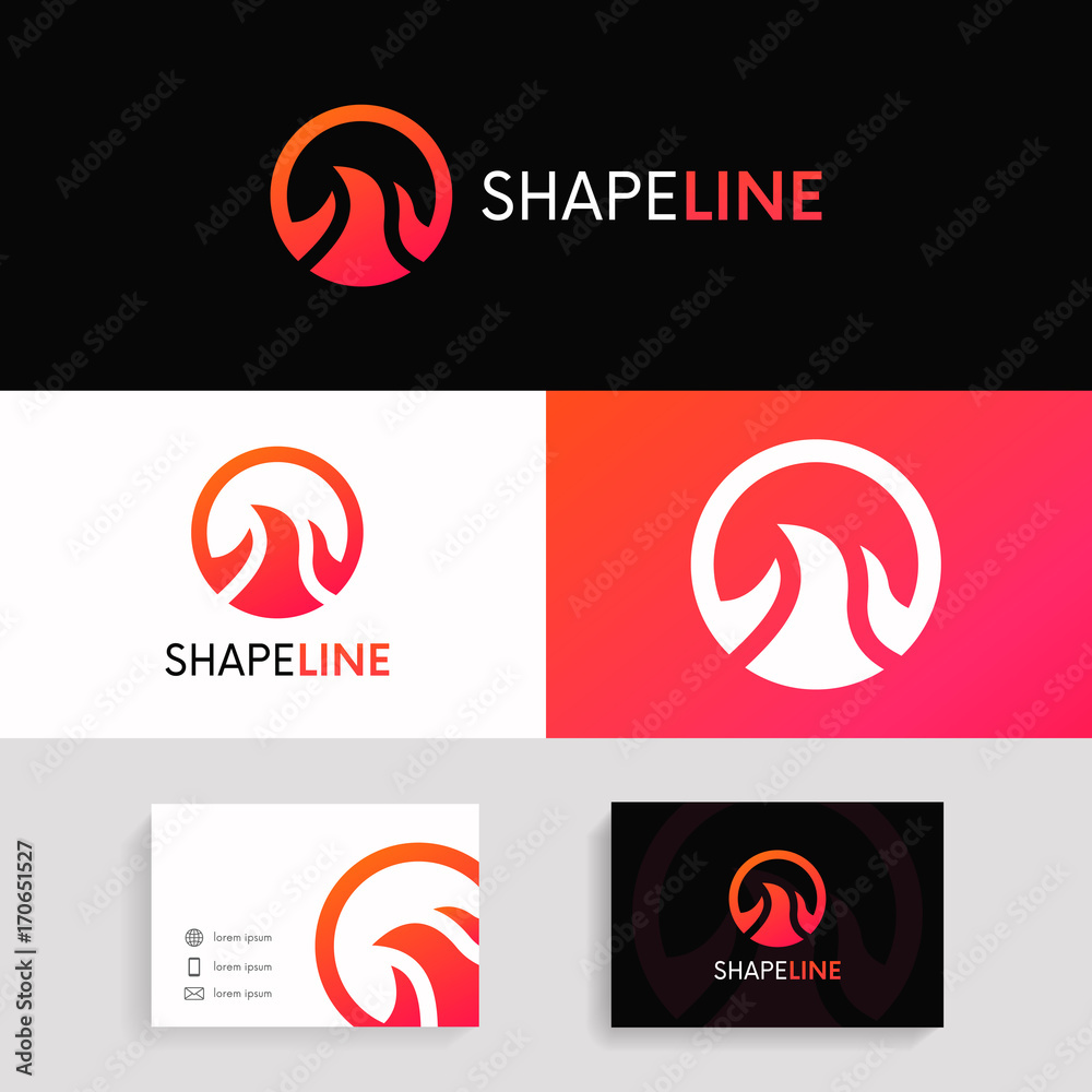 Abstract fire icon flame logo circle sign vector design with brand ...
