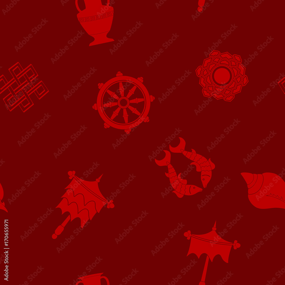 Seamless pattern with Eight Auspicious Symbols of Buddhism for your ...