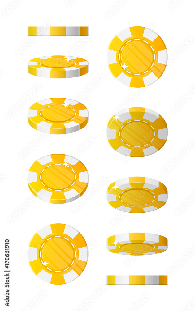 Yellow chips views cartoon style isolated. The blue chips are at ...