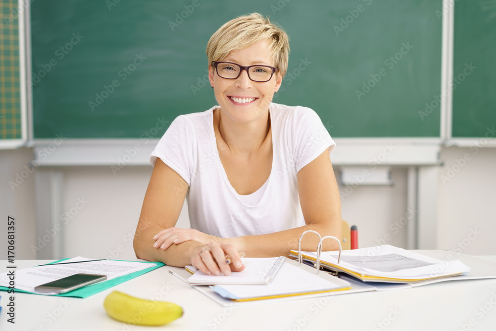 lehrerin bereitet unterricht vor Stock Photo | Adobe Stock
