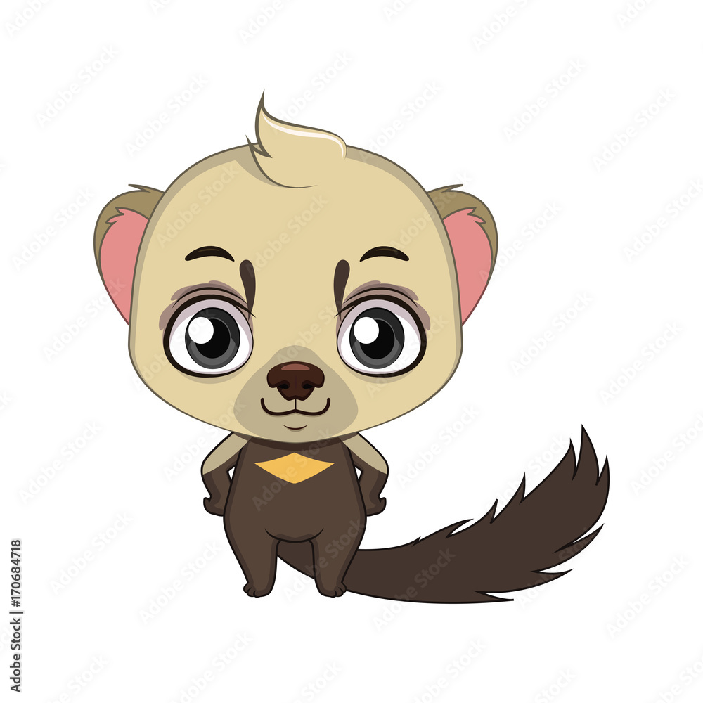 Cute stylized cartoon tayra illustration ( for fun educational purposes ...