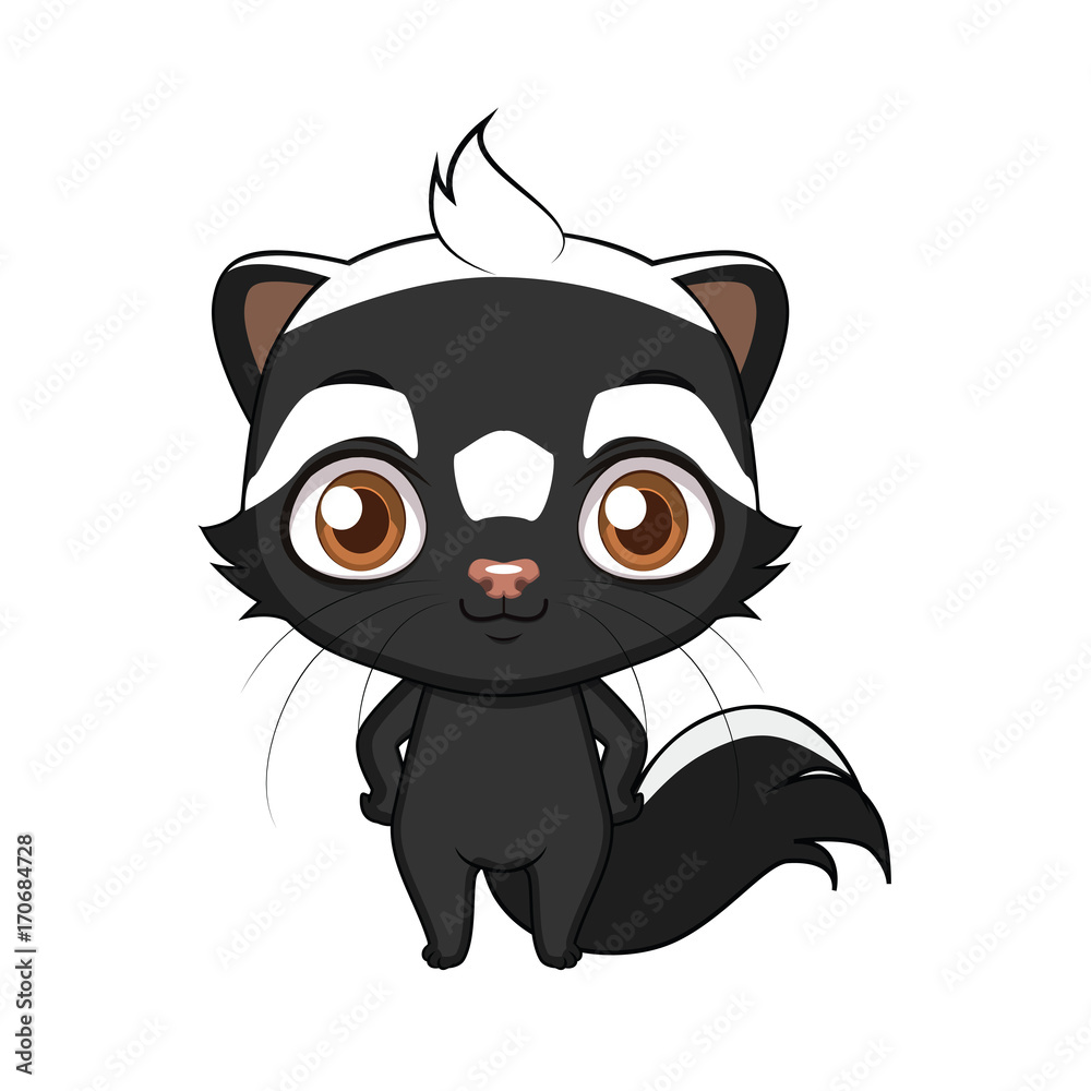 Cute stylized cartoon striped polecat ( zorilla ) illustration ( for ...