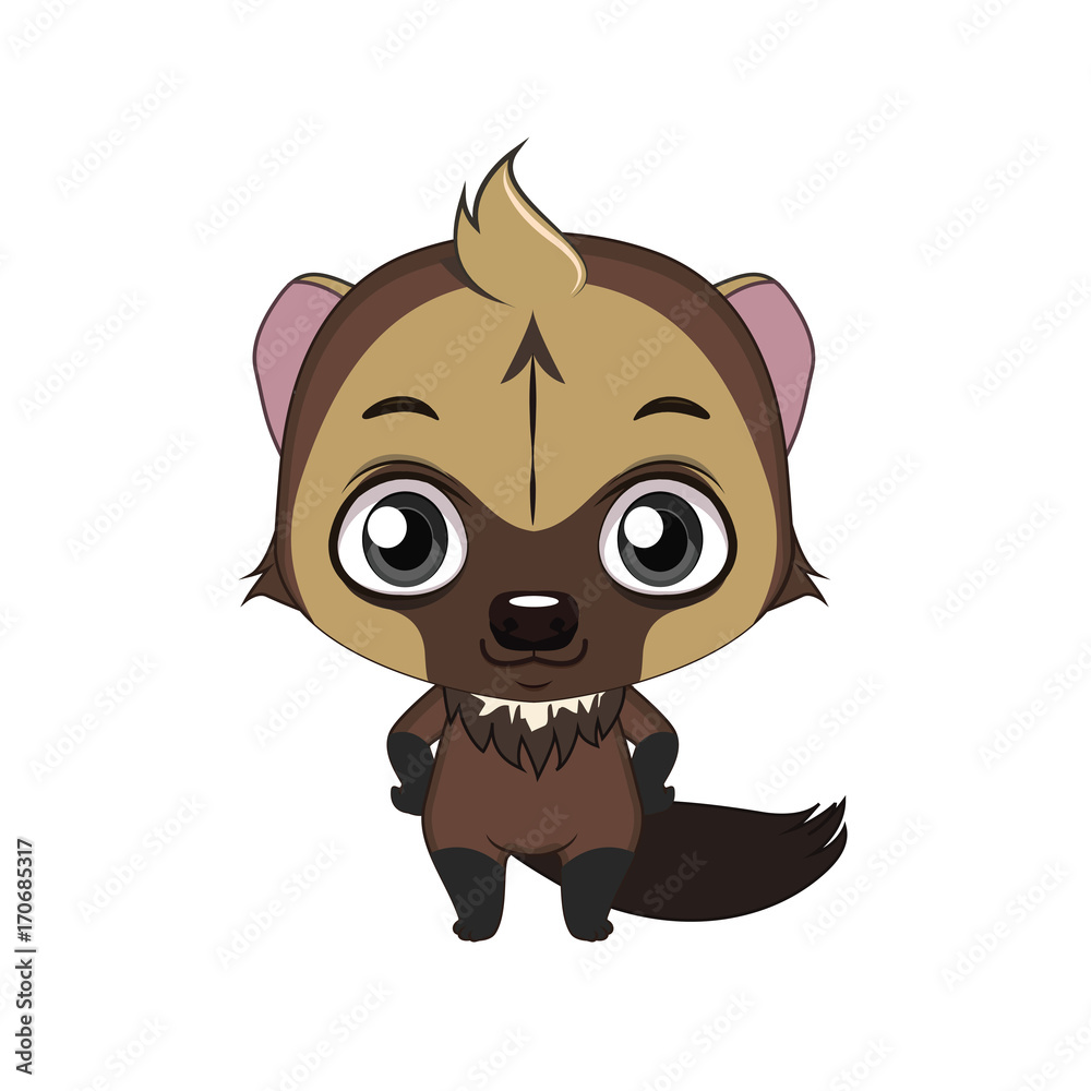 Cute stylized cartoon wolverine illustration ( for fun educational ...