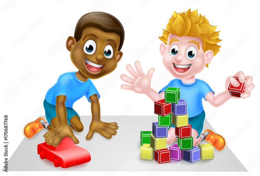 Cartoon Boys Playing Stock Vector | Adobe Stock