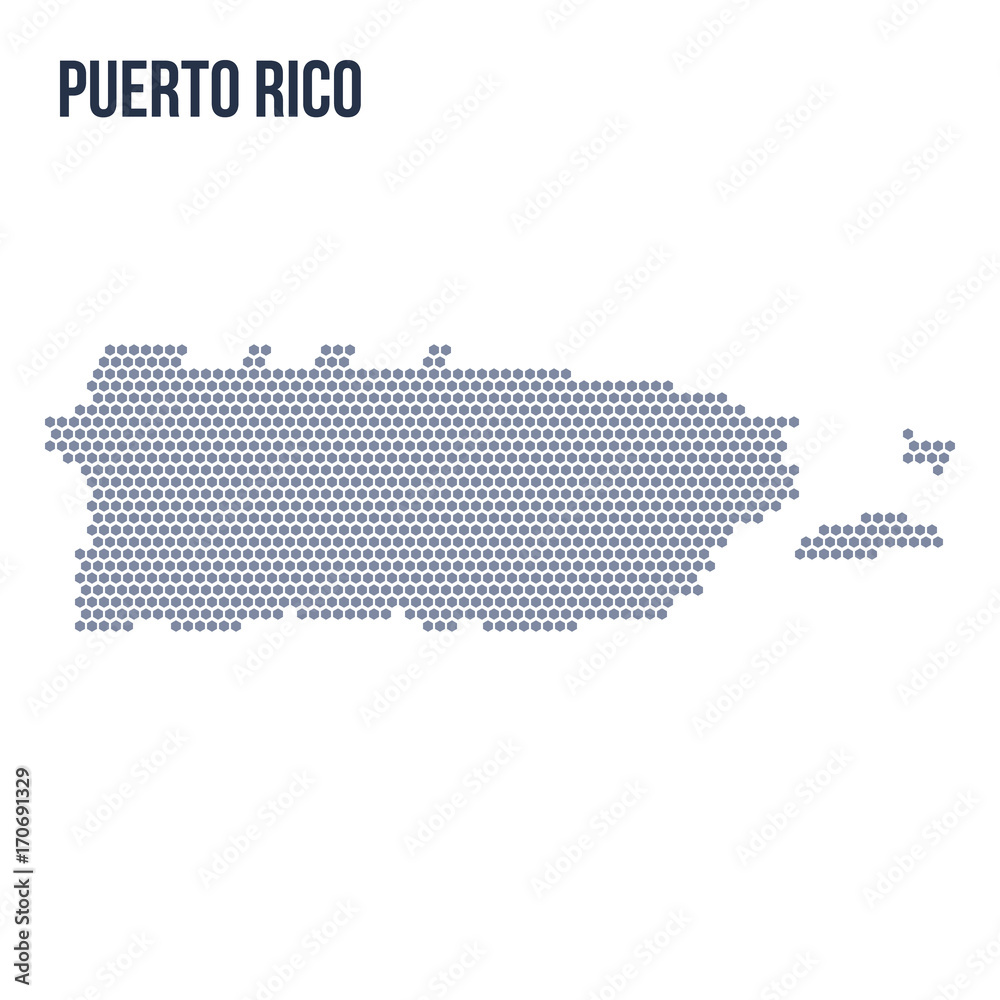 Vector hexagon map of Puerto Rico isolated on white background Stock ...
