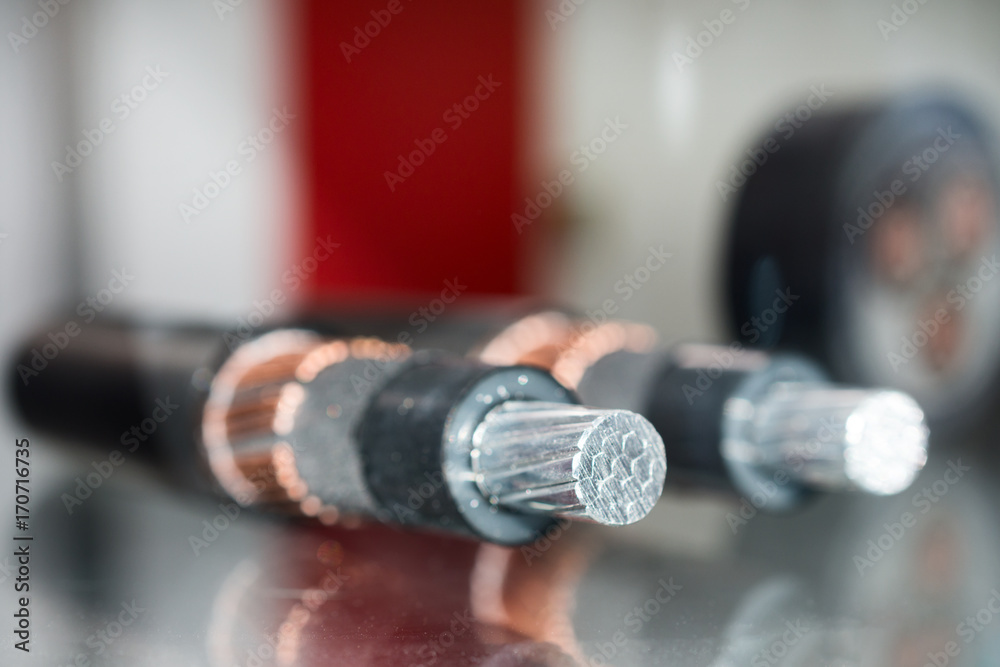 Cross section of high-voltage cable. Stock Photo | Adobe Stock