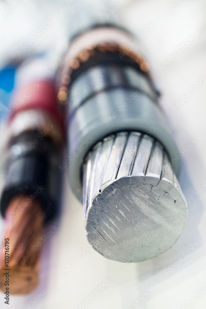 Cross section of high-voltage cable. Stock Photo | Adobe Stock