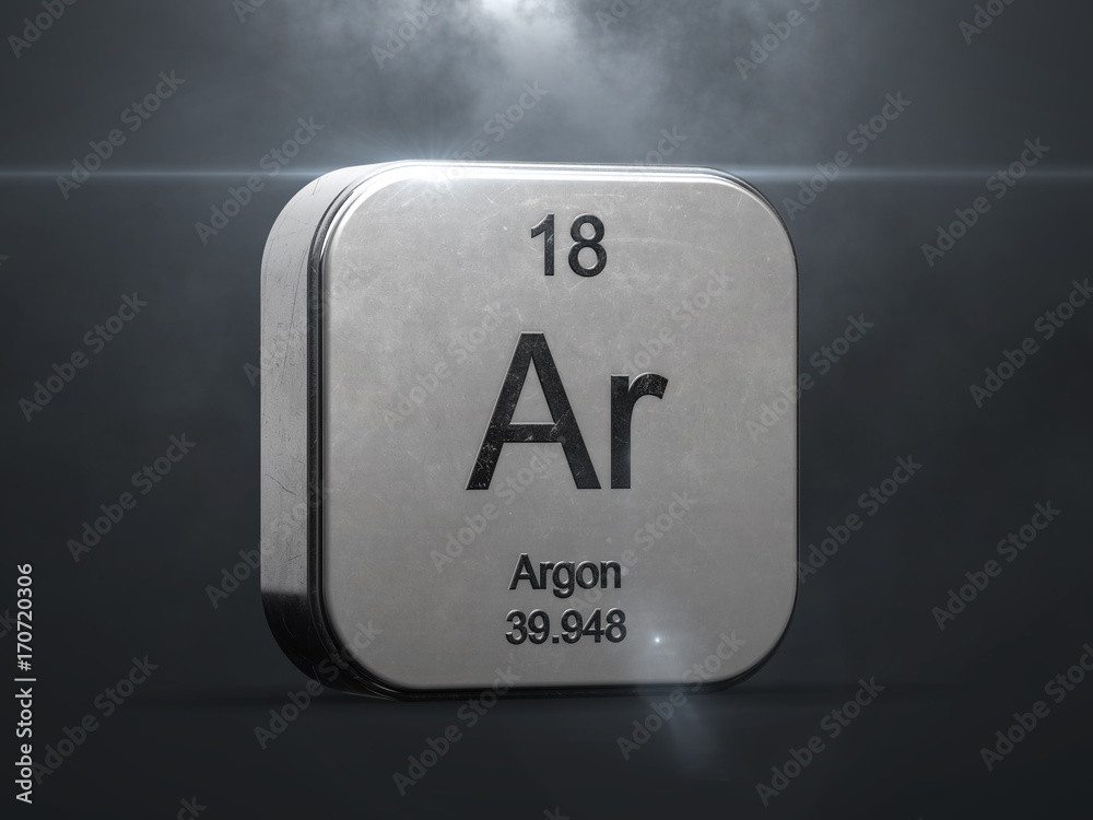 Argon element from the periodic table. Metallic icon 3D rendered with ...