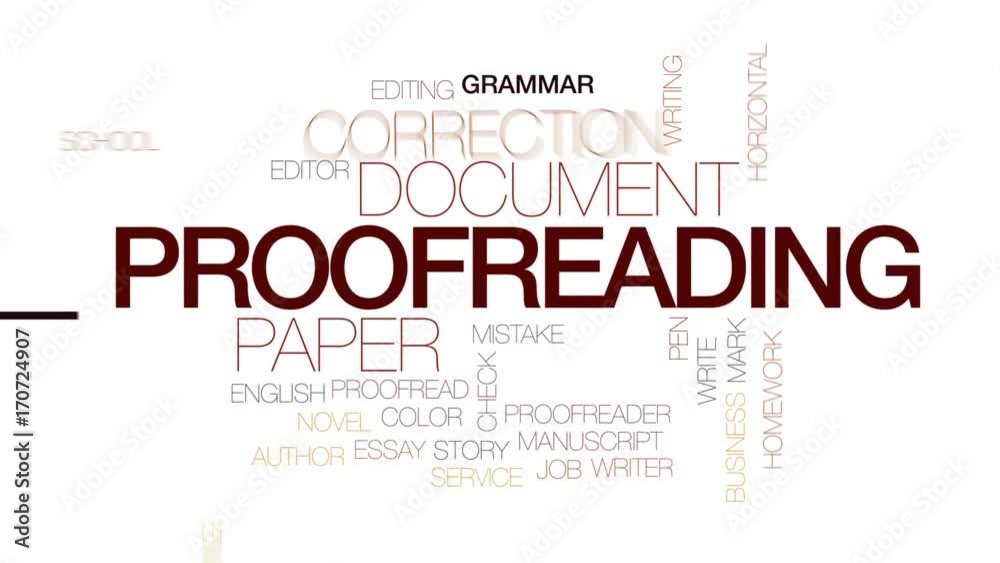 Proofreading animated word cloud, text design animation. Kinetic ...