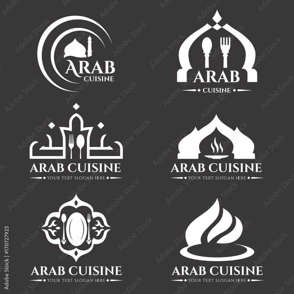 White arab cuisine and food logo vector set design Stock Vector | Adobe ...