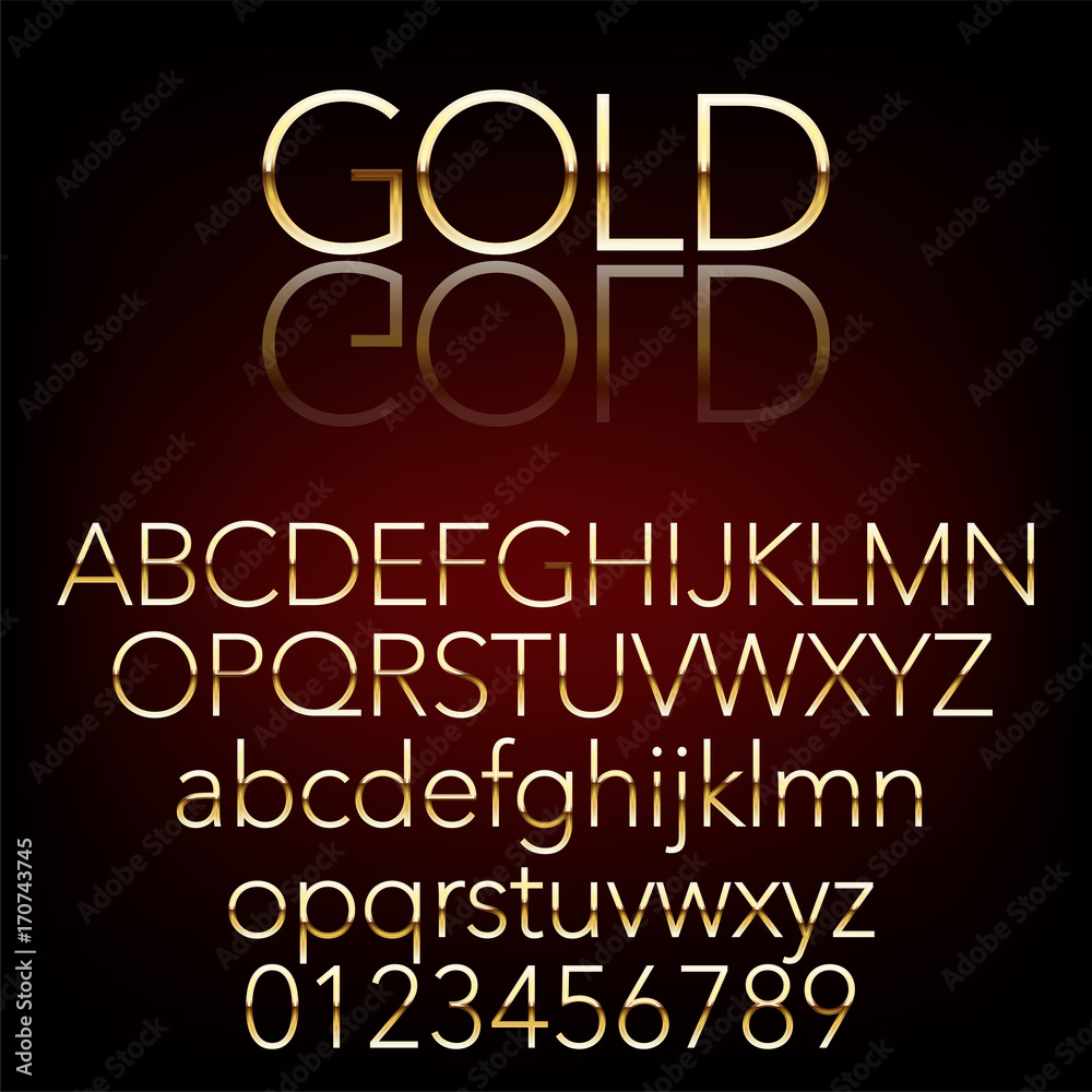 Vector illustration of a golden font Stock Vector | Adobe Stock