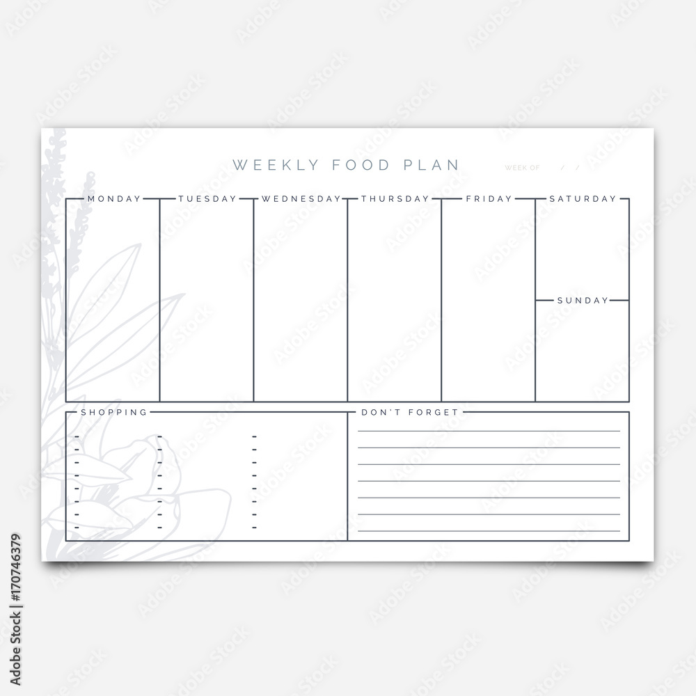 Food planner template / Vector of food planner template Stock Vector ...