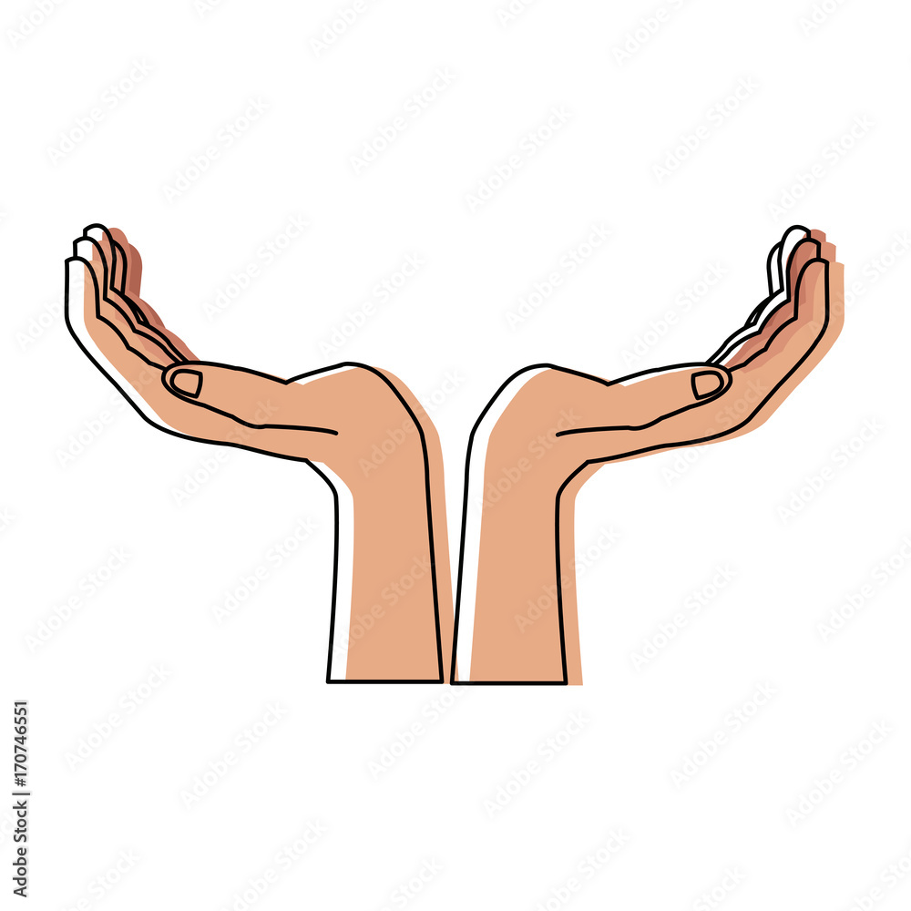 two hands support help gesture symbol vector illustration Stock Vector ...