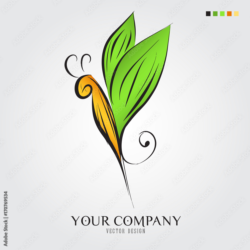 butterfly vector illustration, logo, cartoon drawing Stock Vector ...