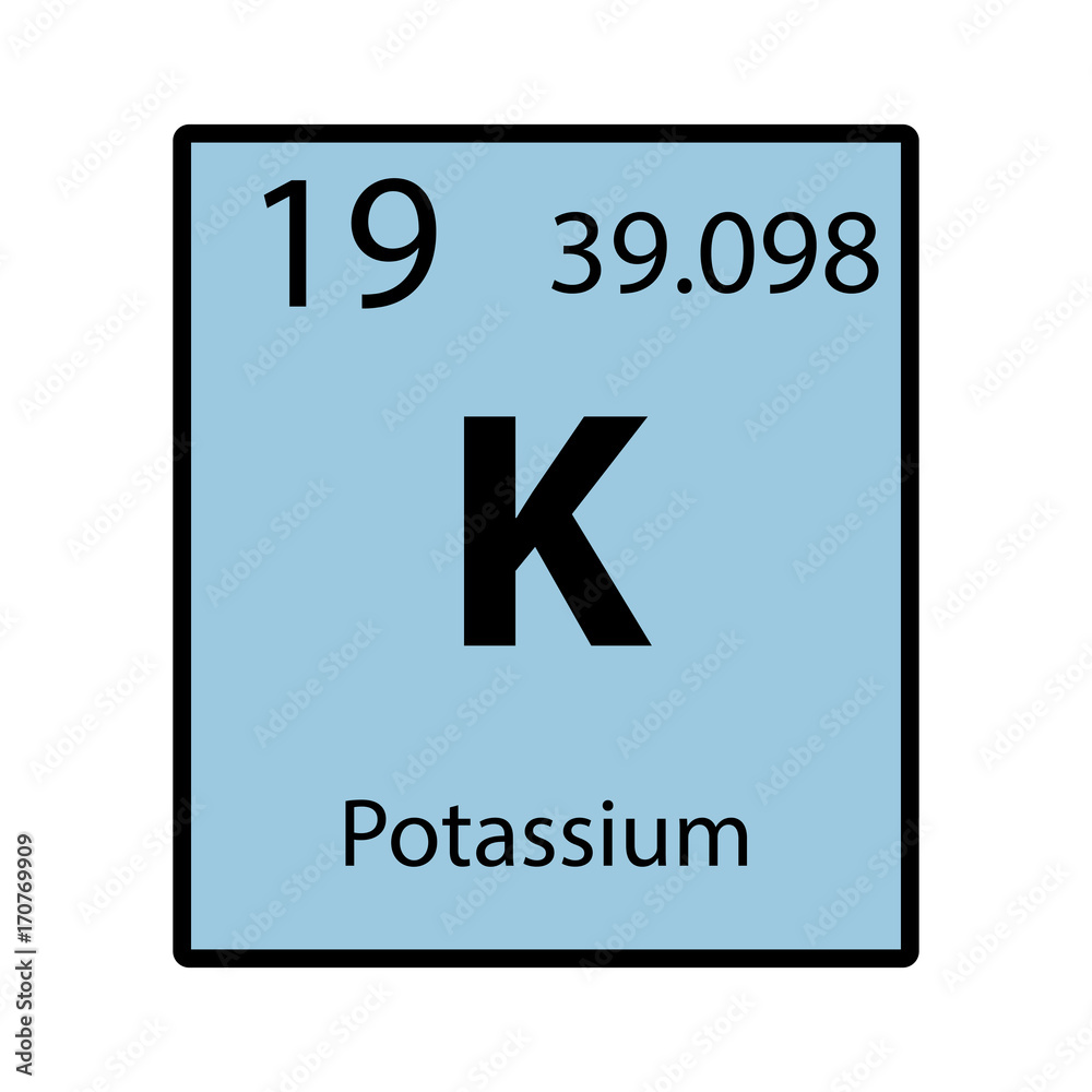 Potassium periodic table element color icon on white background vector ...