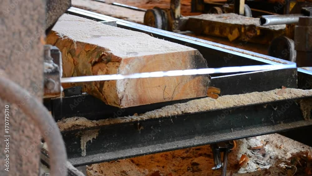 Video Stock Sawmill. Process of machining logs in equipment sawmill ...