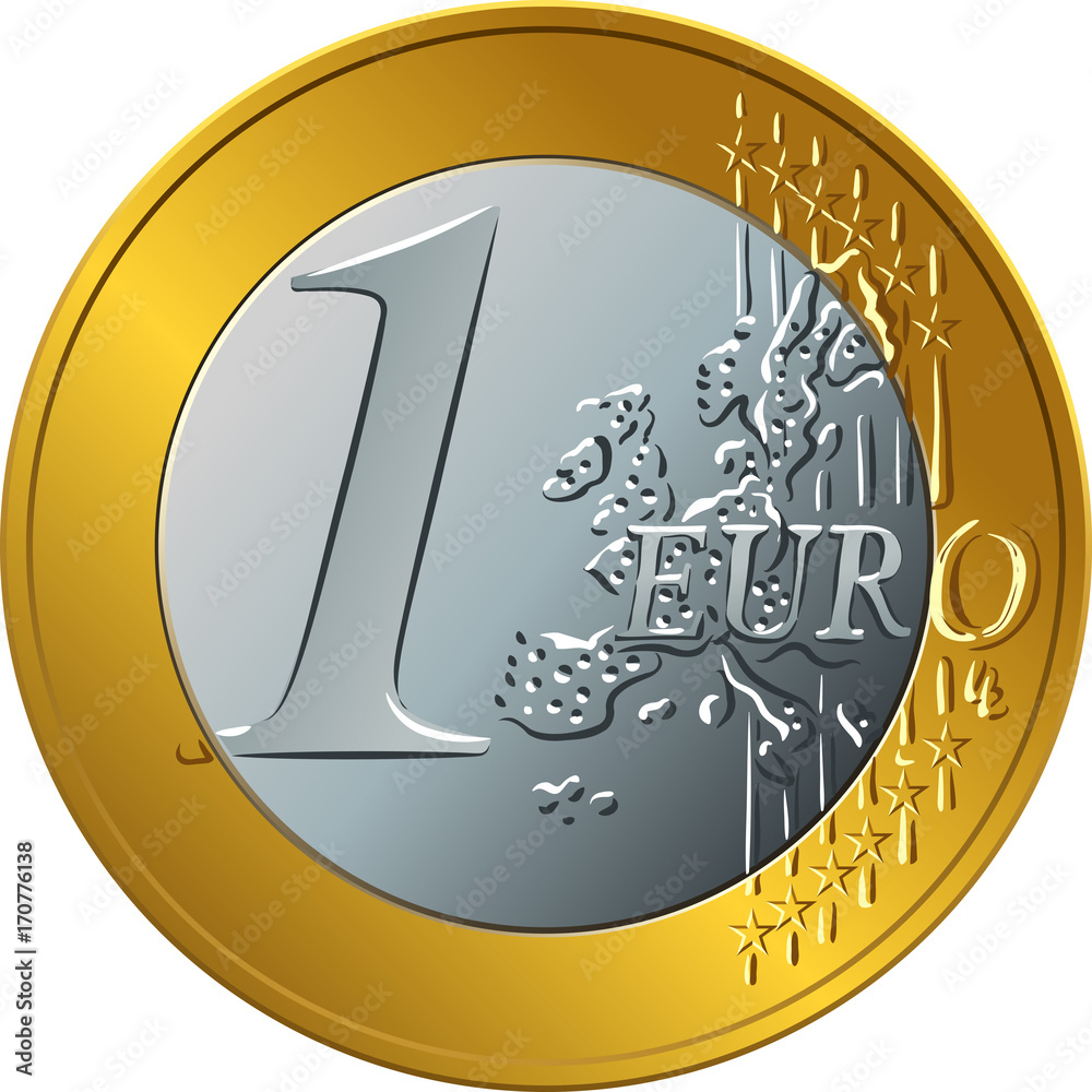 Reverse gold and silver money gold coin onr euro Stock Vector | Adobe Stock