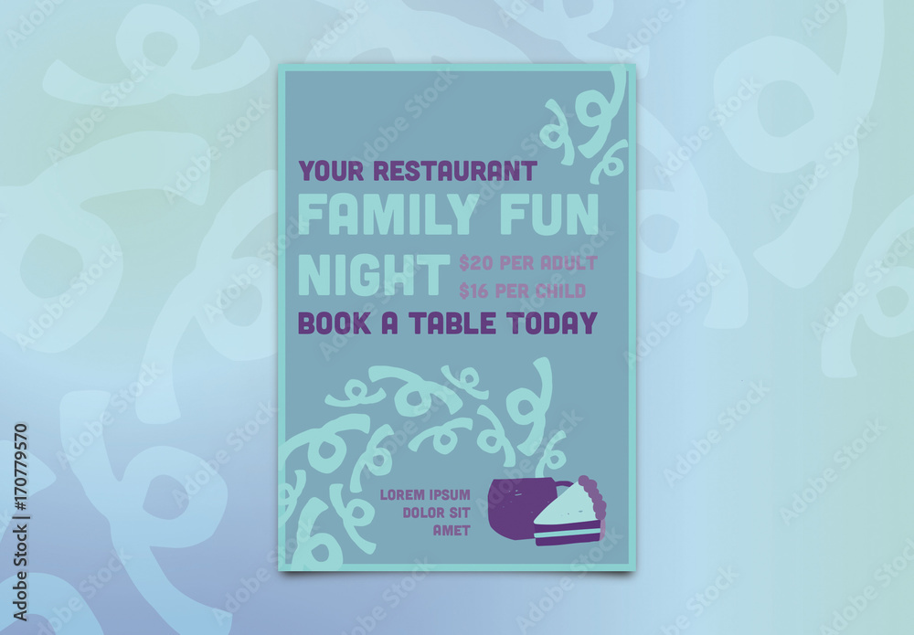 Restaurant Poster Layout with Food Illustrations 1 Stock Template ...