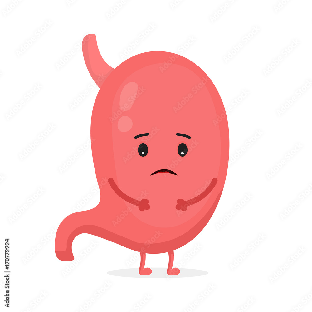 Sad sick stomach character Stock Vector | Adobe Stock