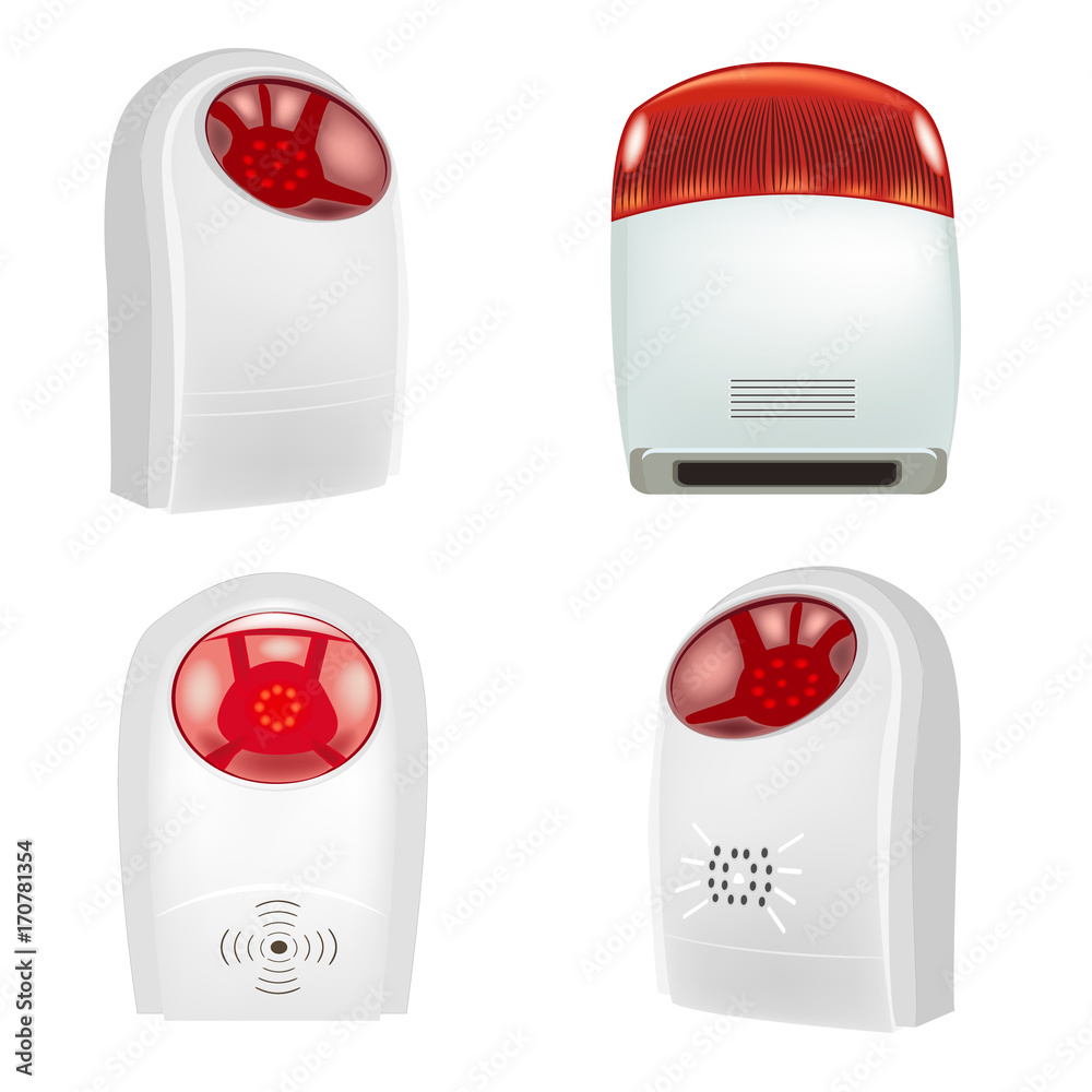 Alarm system. Sensor fire safety and building security. Vector ...