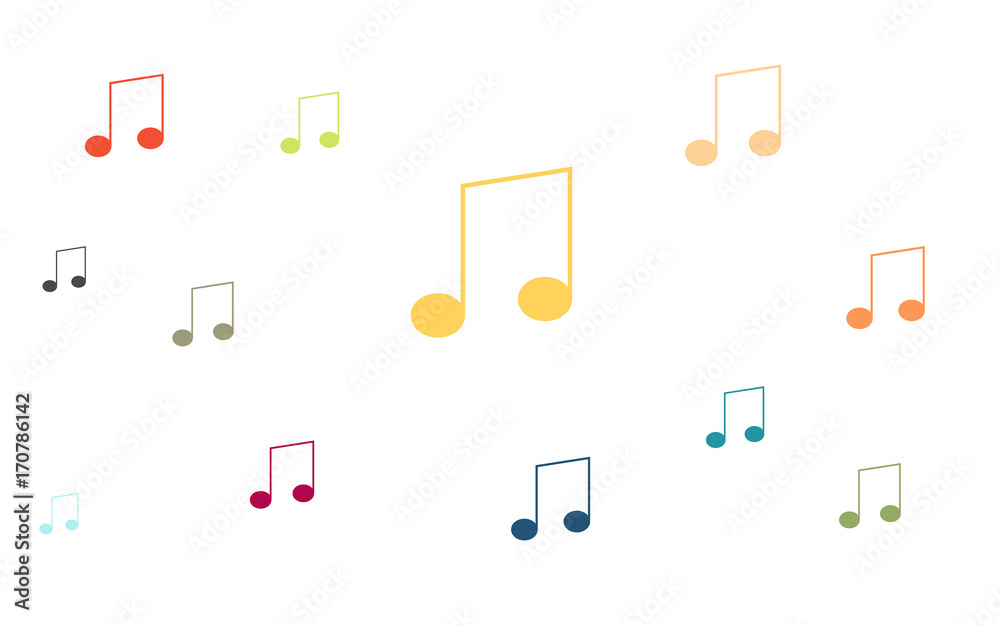 Viele bunte Musiknoten Stock Vector | Adobe Stock