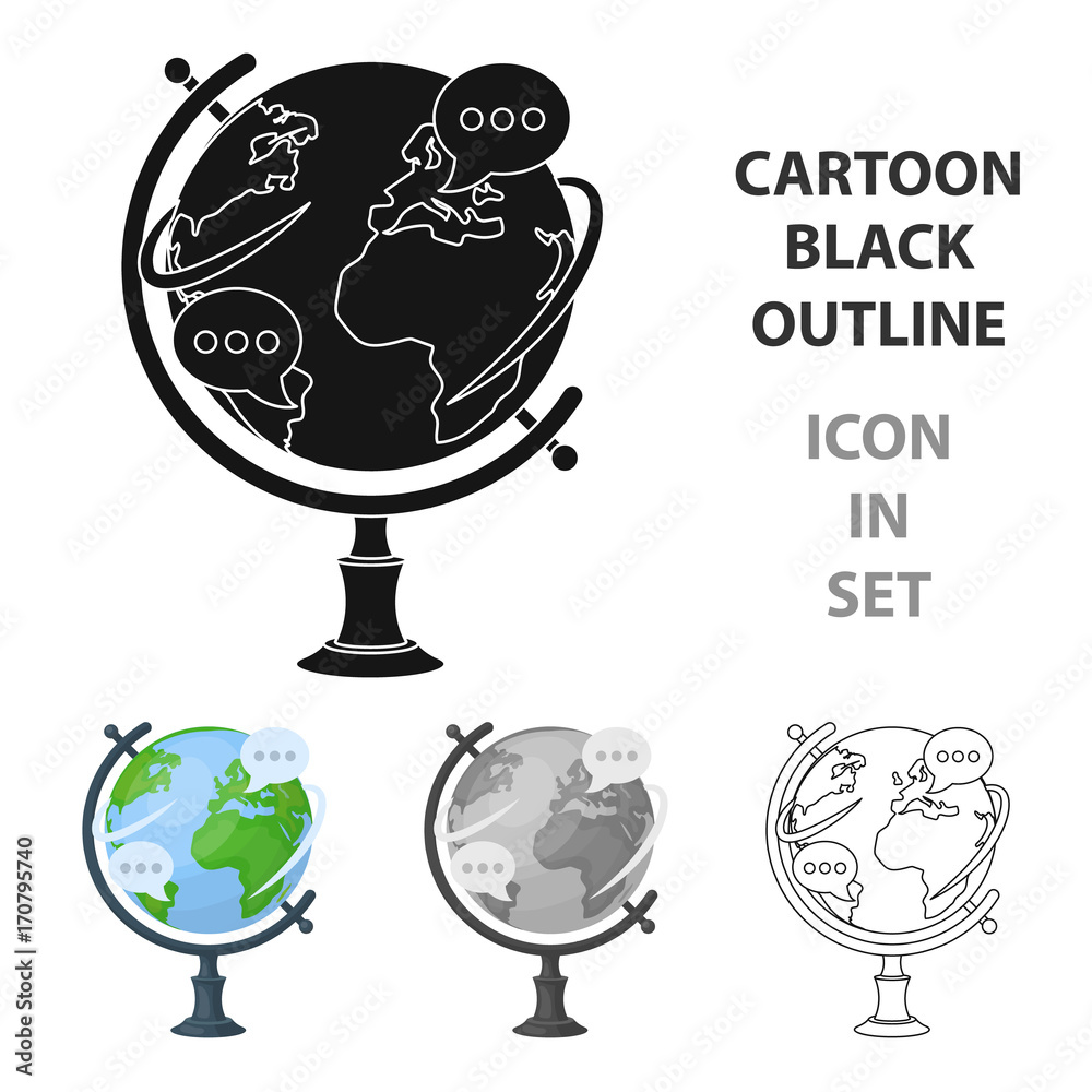 Globe of various languages icon in cartoon style isolated on white ...