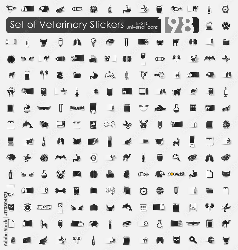 Set of veterinary stickers Stock Vector | Adobe Stock