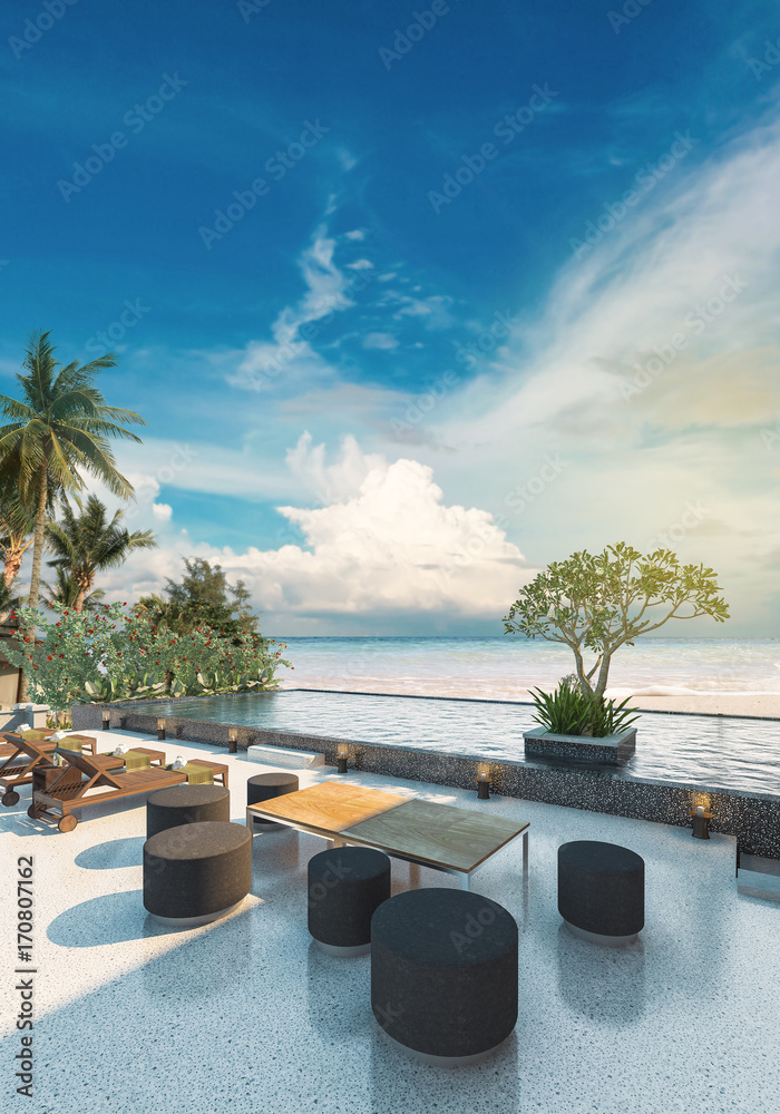 Sea view swimming pool in modern loft design,Luxury ocean Beach house ...