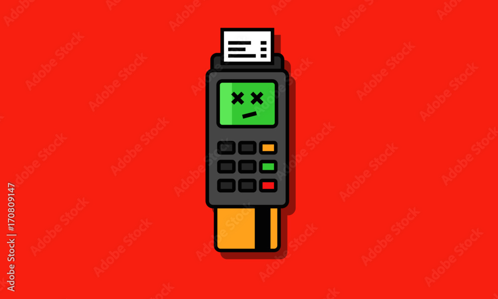 Credit Card Machine Payment Declined or Failed (Line Art Vector ...