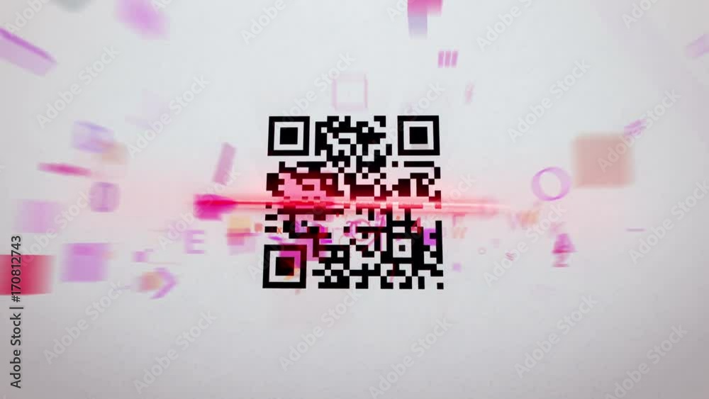 Funny 3d rendering of a QR code scanner which uses red lazer, analyses ...