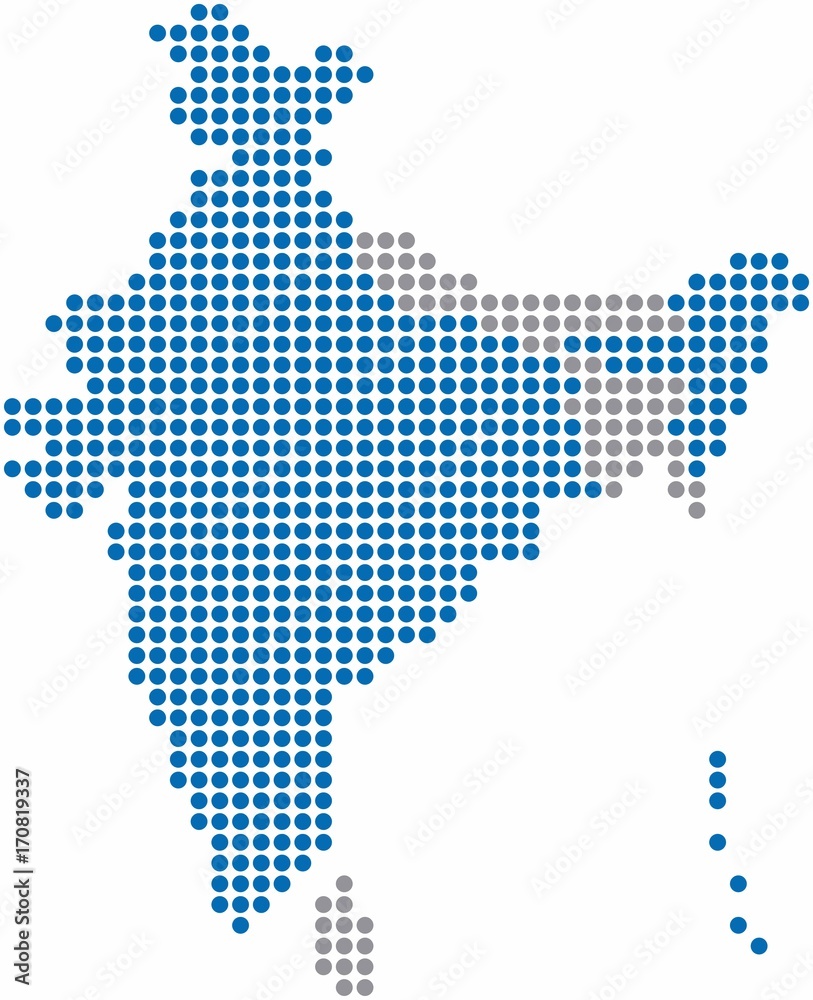 Blue circle shape India map on white background. Vector illustration ...