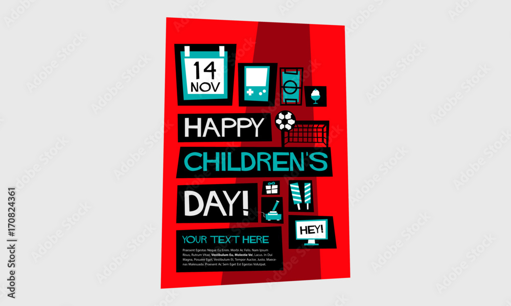 14 November Happy Children's Day Indian Poster In Flat Style Retro ...